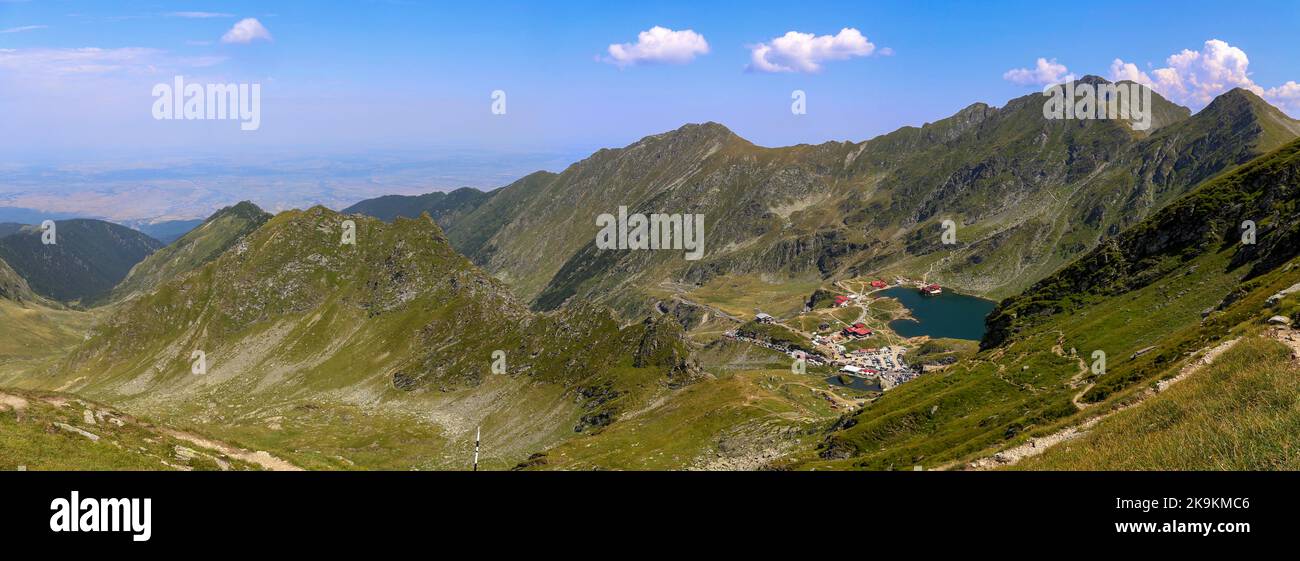 Romania: Lake Balea (Romanian: Balea Lac) from above. The lake is ...