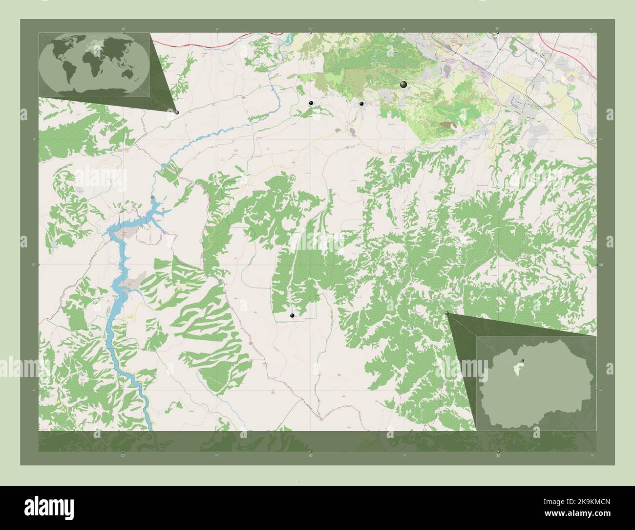 Sopiste, municipality of Macedonia. Open Street Map. Locations of major ...