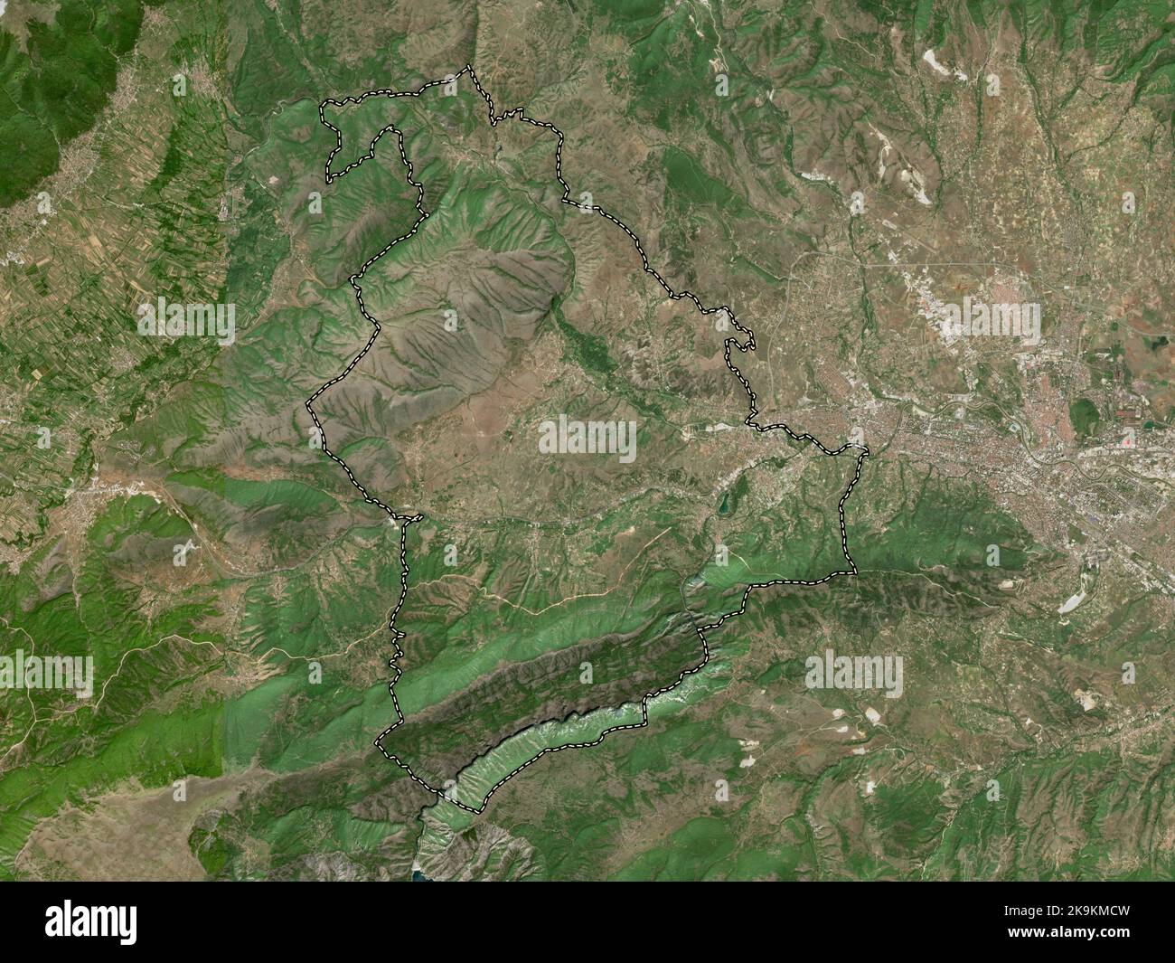 Saraj, municipality of Macedonia. Low resolution satellite map Stock ...