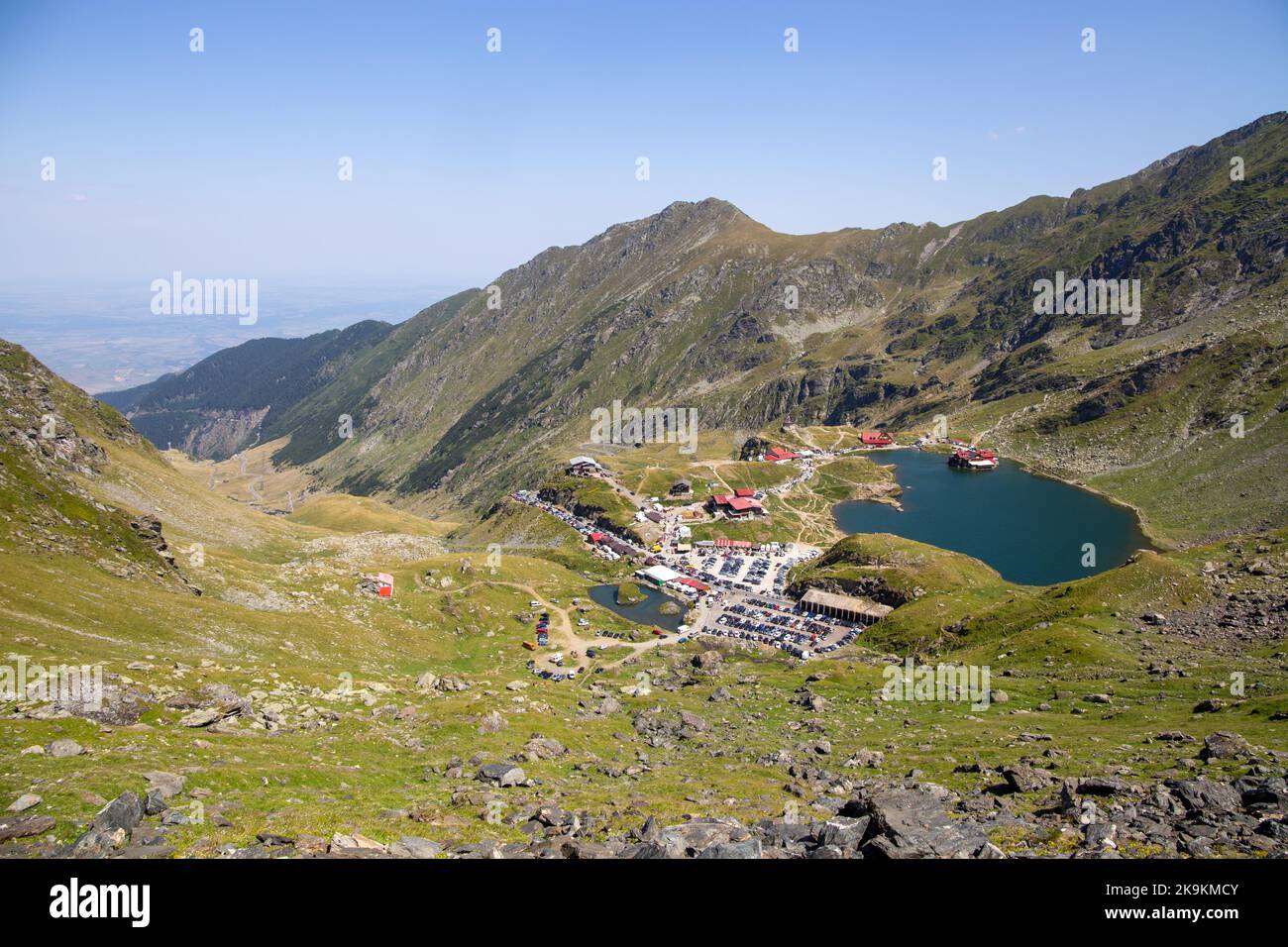 Romania: Lake Balea (Romanian: Balea Lac) from above. The lake is ...
