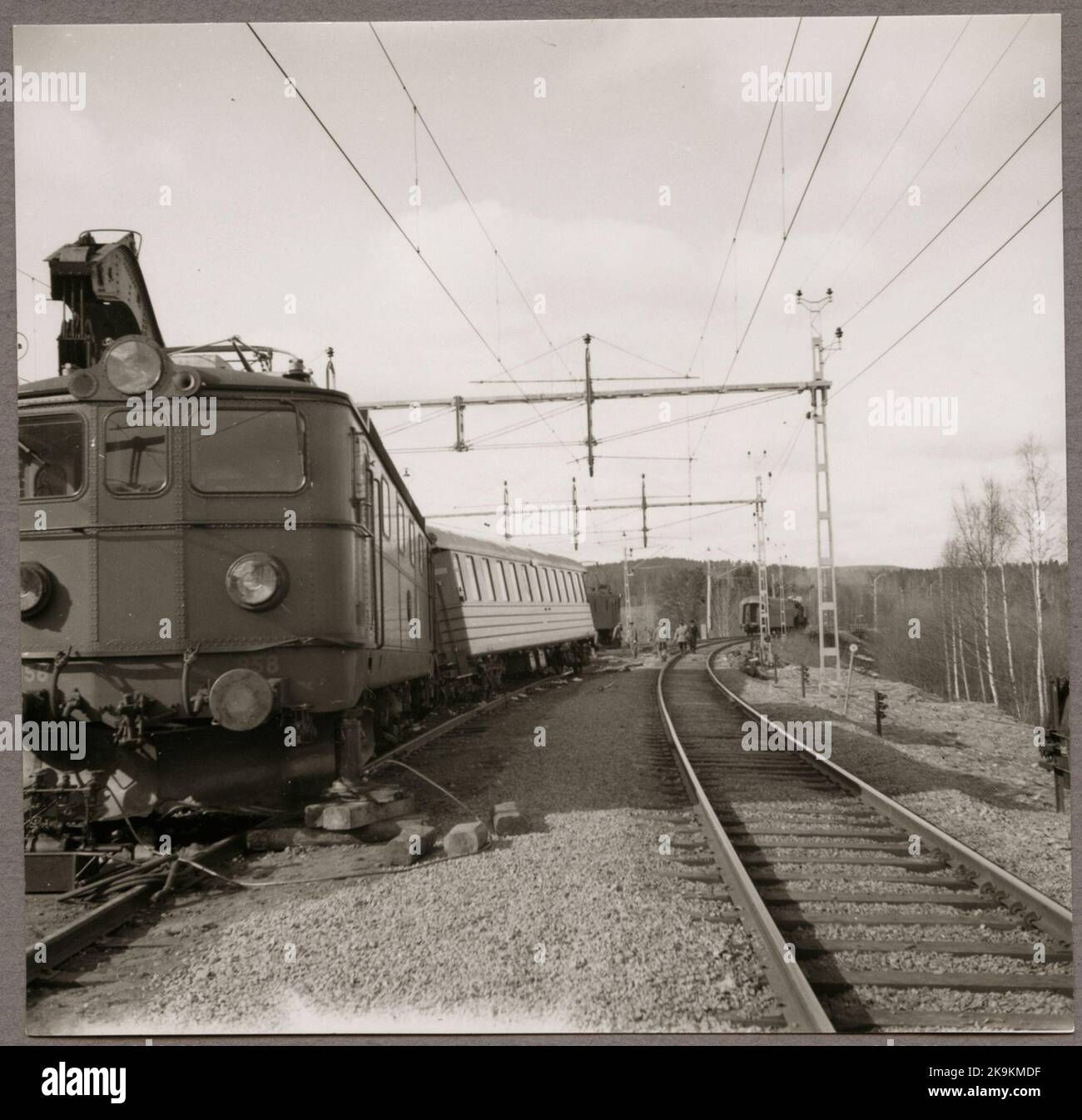 The State Railways, SJ MA 958 and passenger cars after derailment in ...