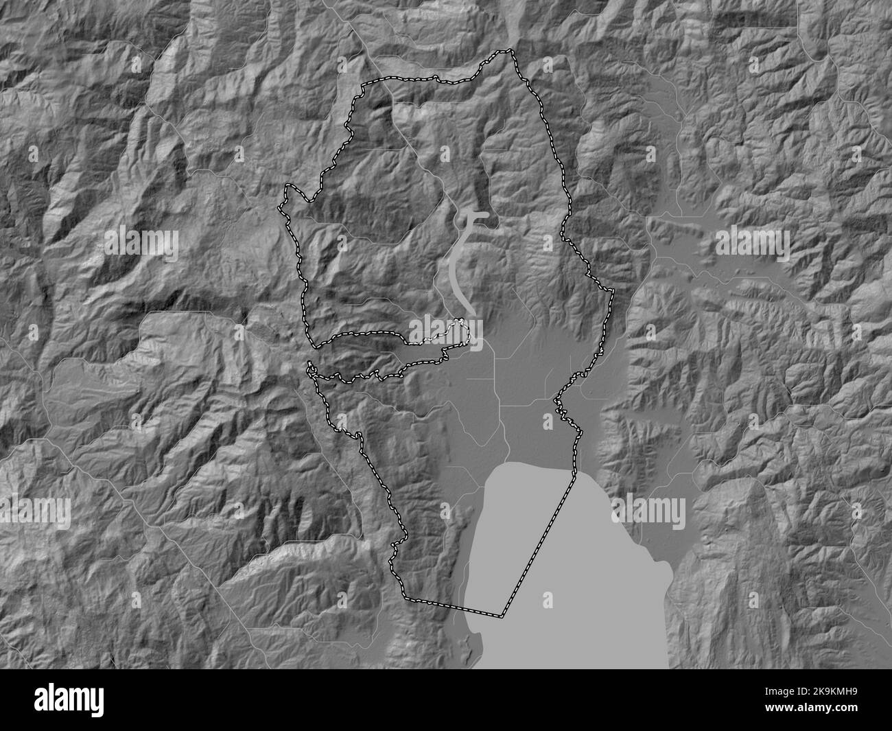 Struga, municipality of Macedonia. Bilevel elevation map with lakes and ...