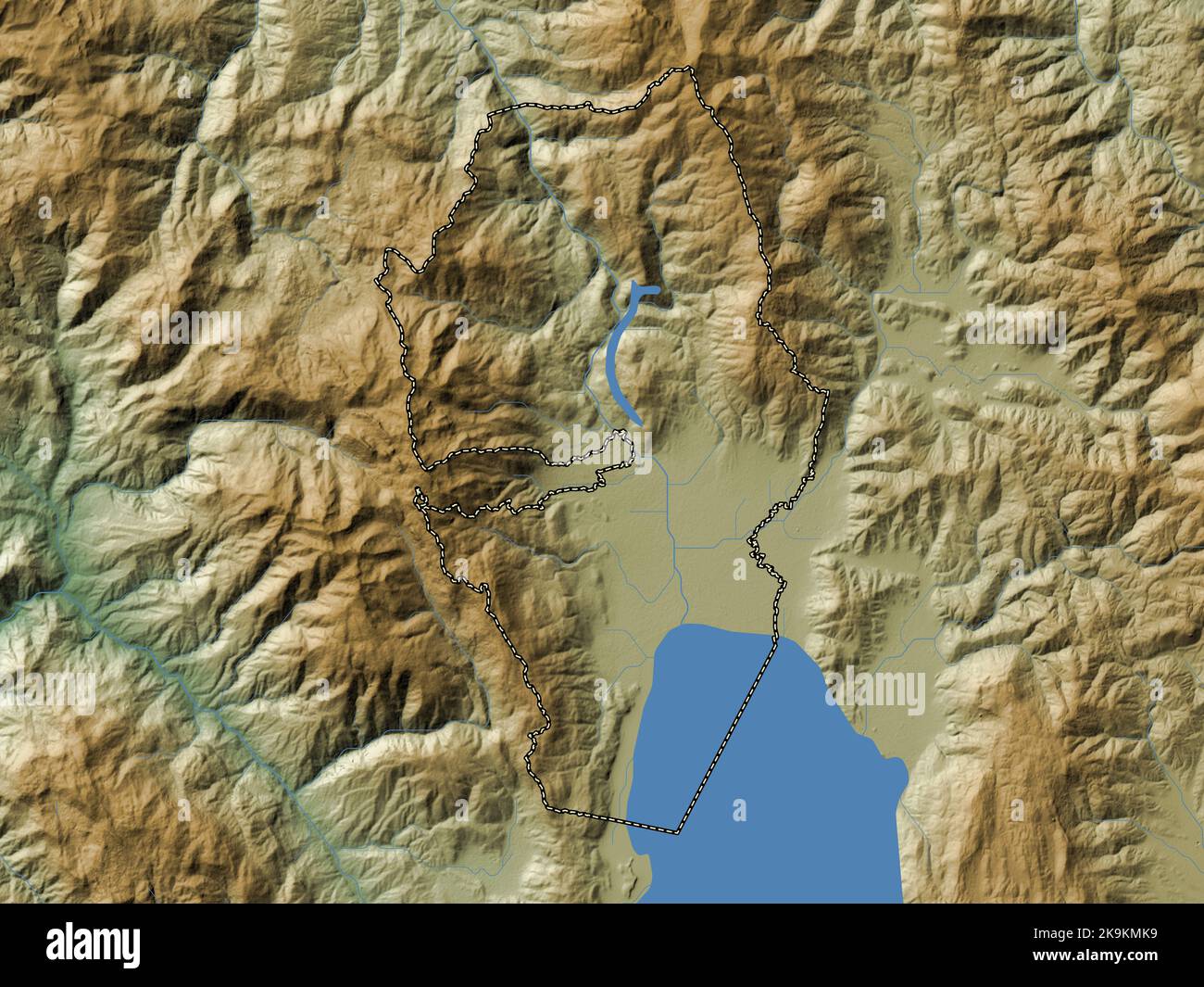 Struga, municipality of Macedonia. Colored elevation map with lakes and rivers Stock Photo - Alamy
