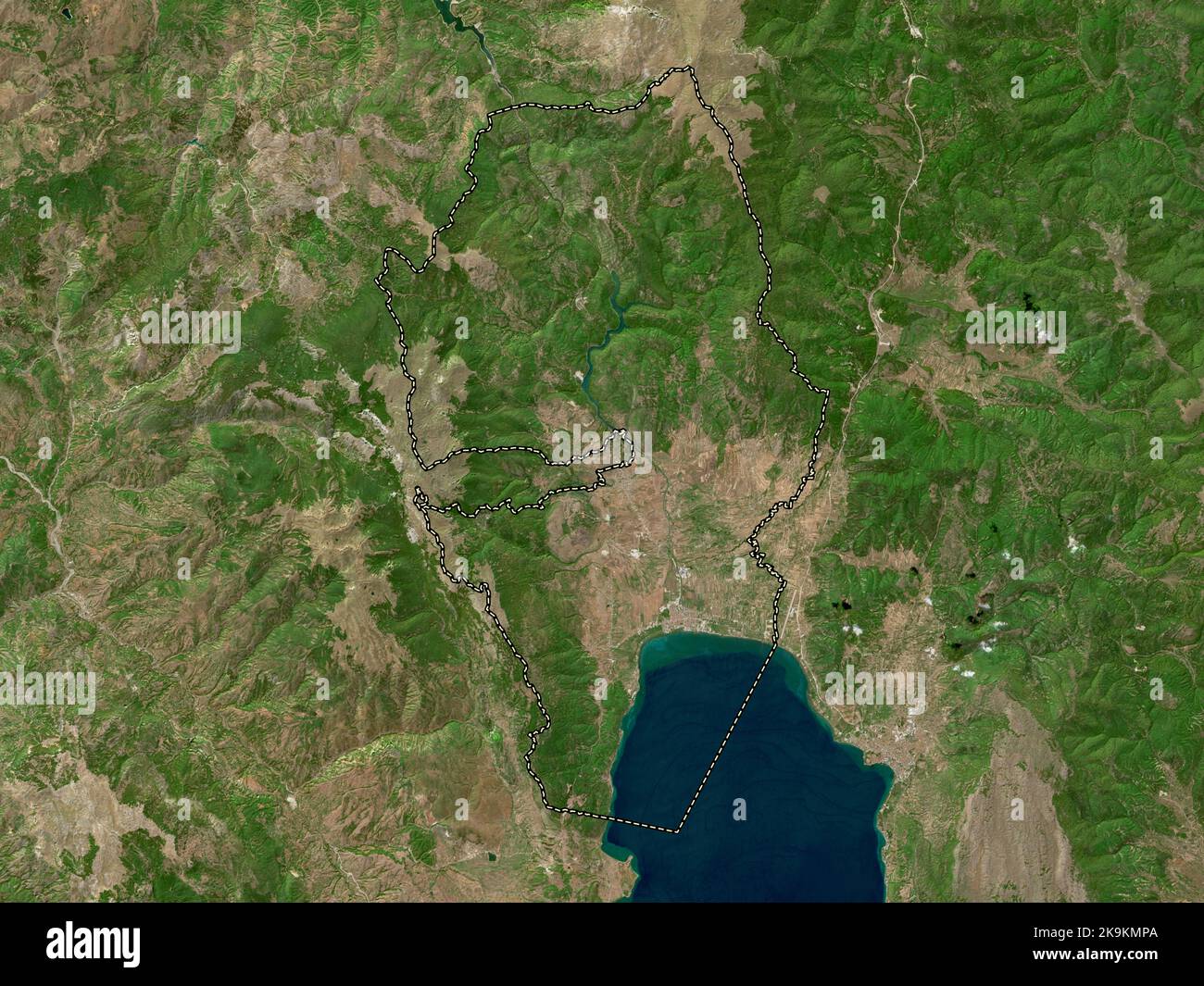 Struga, municipality of Macedonia. Low resolution satellite map Stock ...