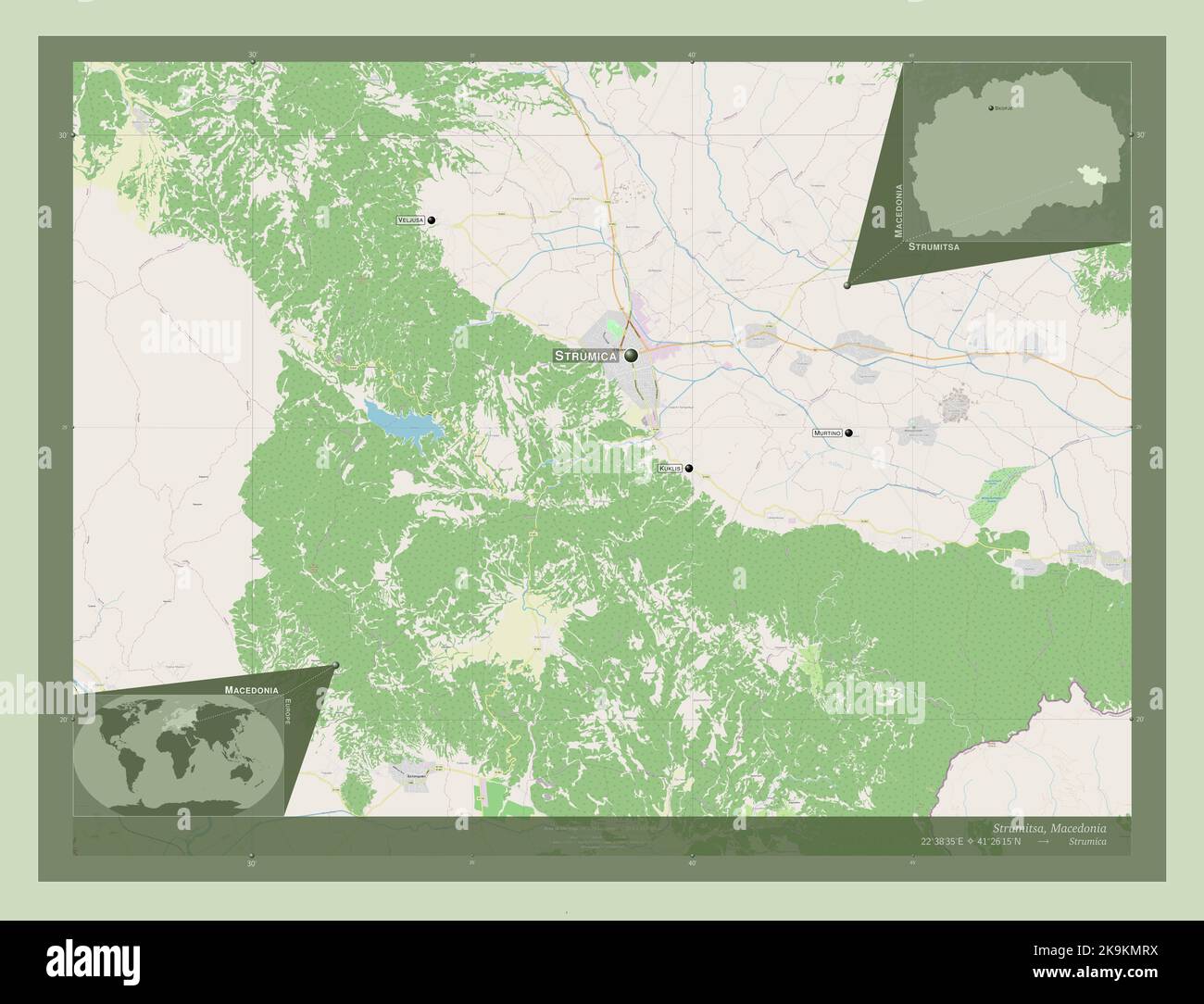 Strumitsa, municipality of Macedonia. Open Street Map. Locations and ...
