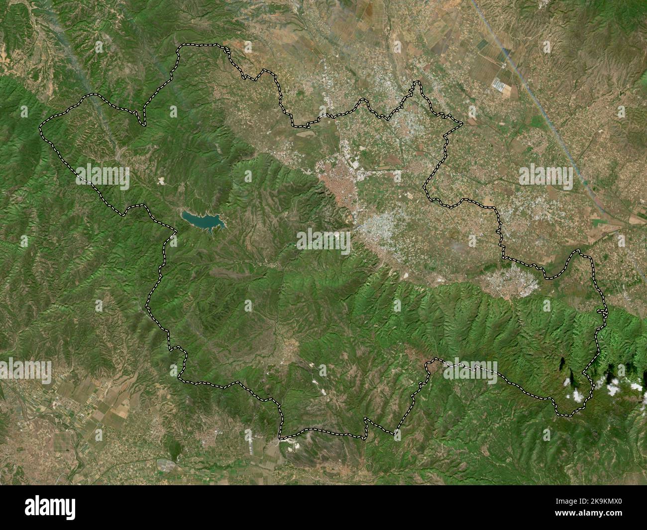 Strumitsa, municipality of Macedonia. High resolution satellite map ...