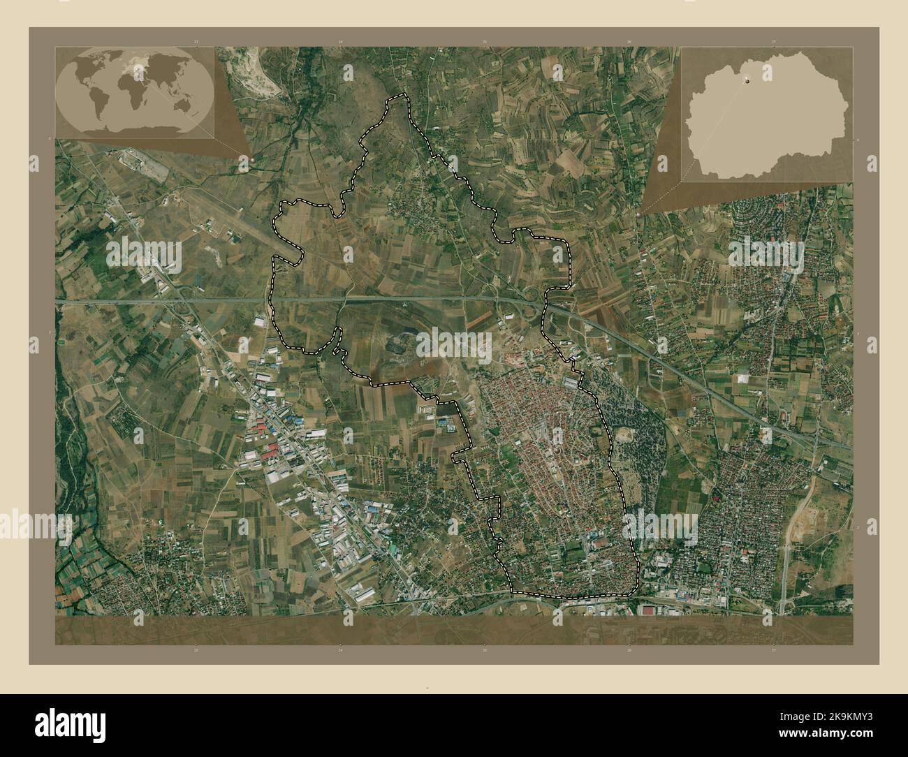 Suto Orizari, municipality of Macedonia. High resolution satellite map ...
