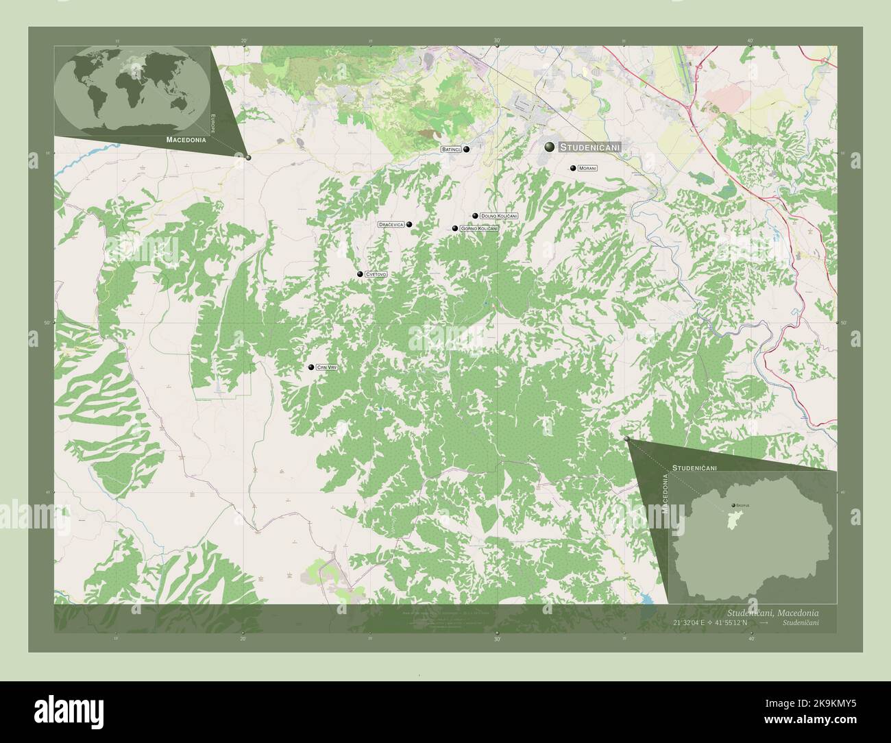 Studenicani, municipality of Macedonia. Open Street Map. Locations and ...