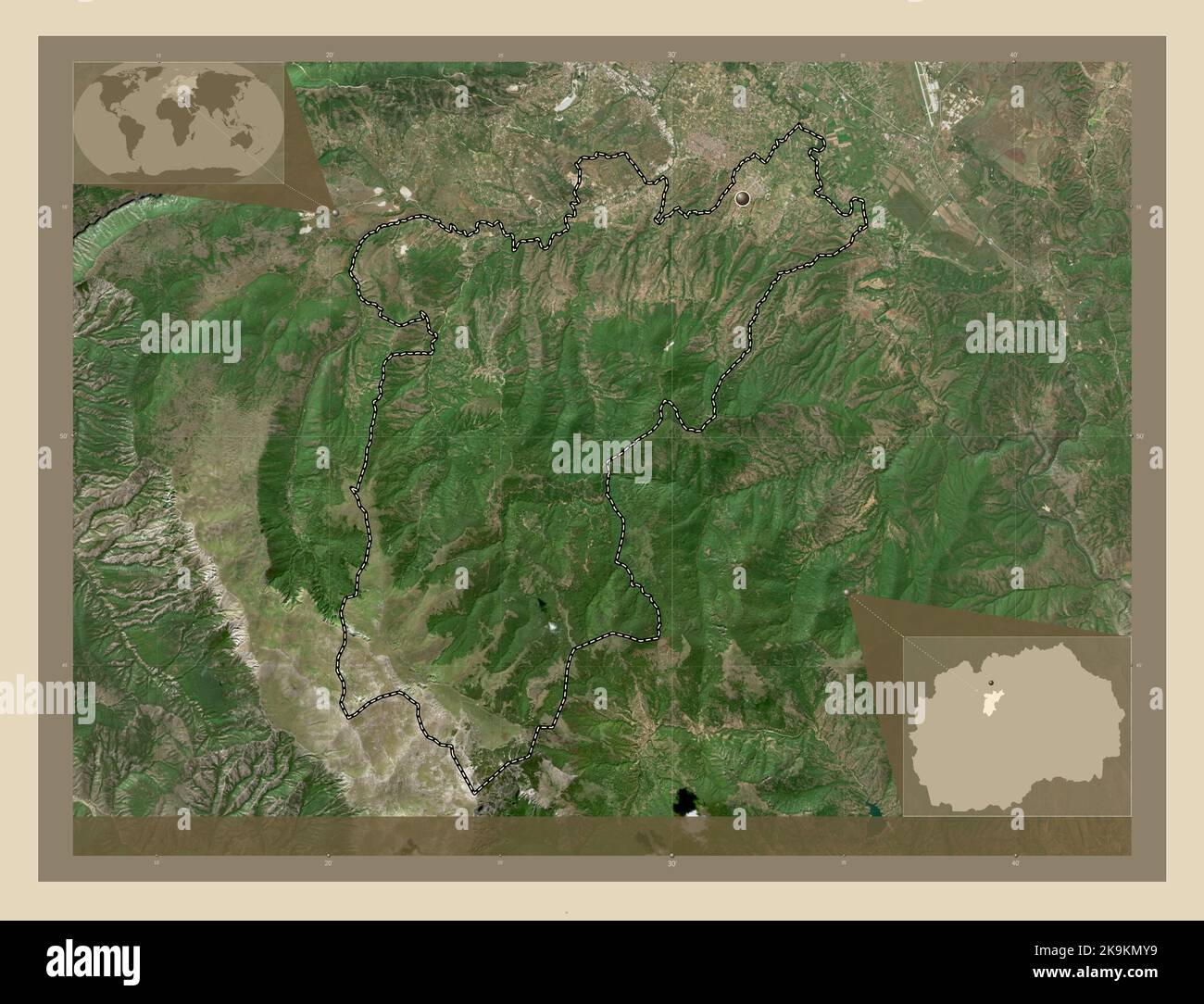 Studenicani, municipality of Macedonia. High resolution satellite map ...