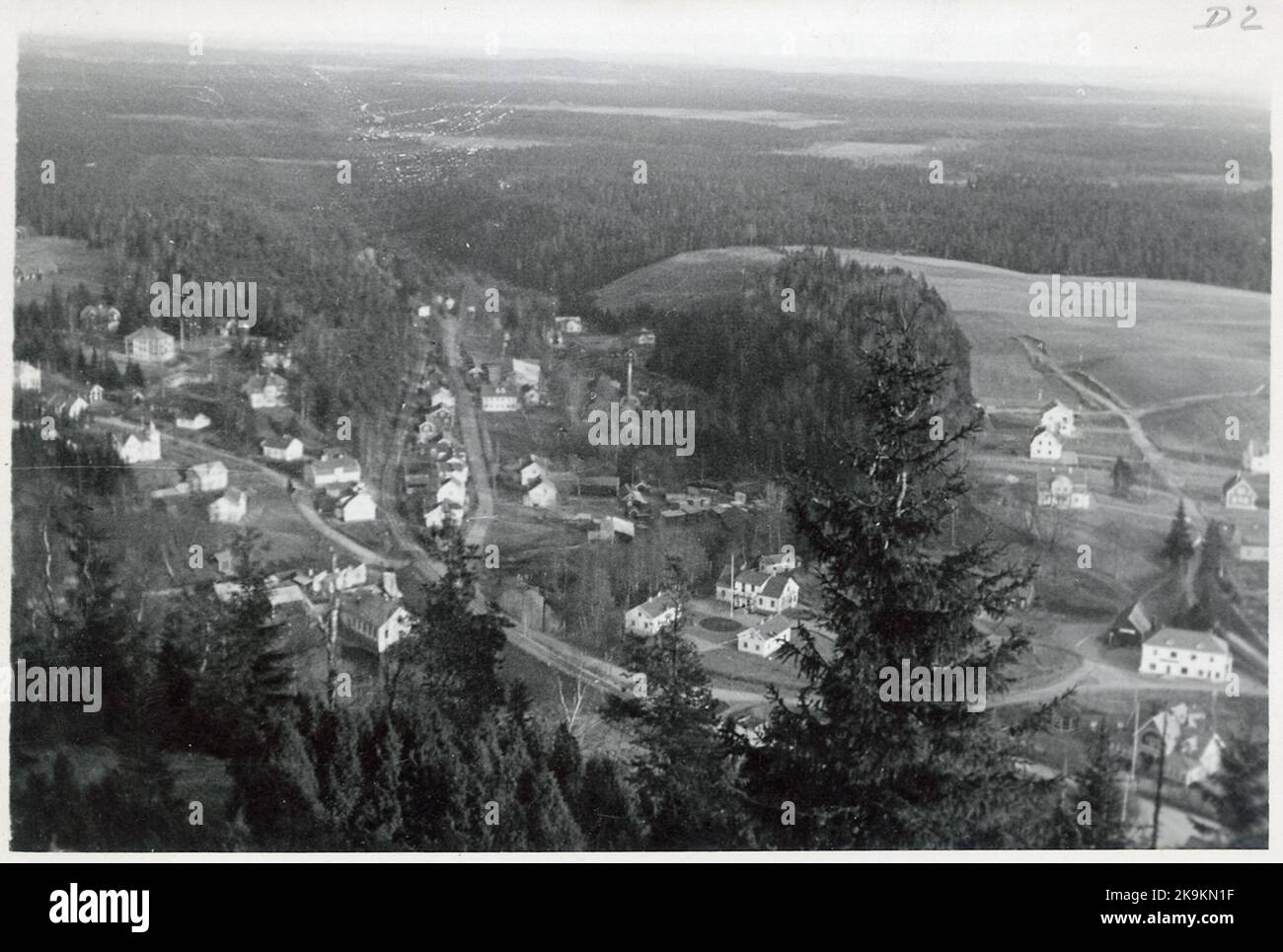 View from Taberg, below the mountain we see Smålands Taberg Stock Photo ...
