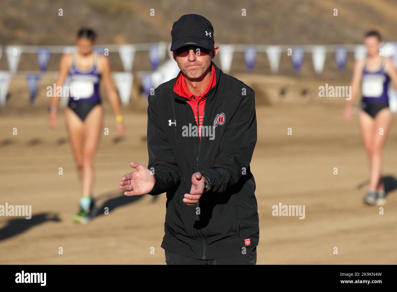 Utah Utes coach Kyle Kepler reacts during the Pac-12 Conference cross ...