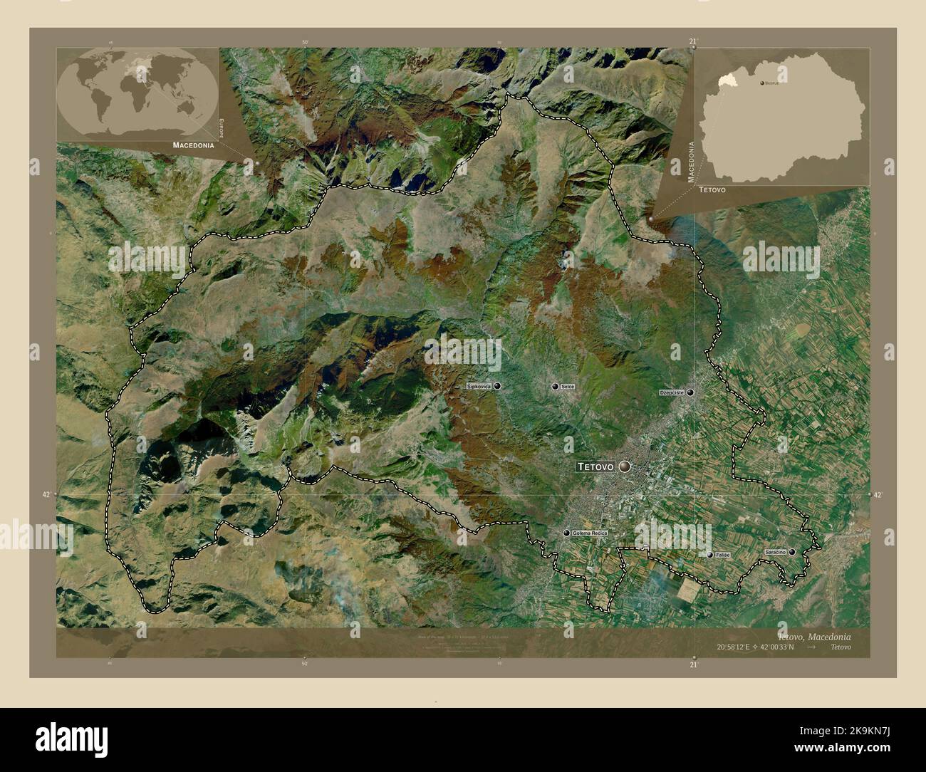 Tetovo, municipality of Macedonia. High resolution satellite map ...