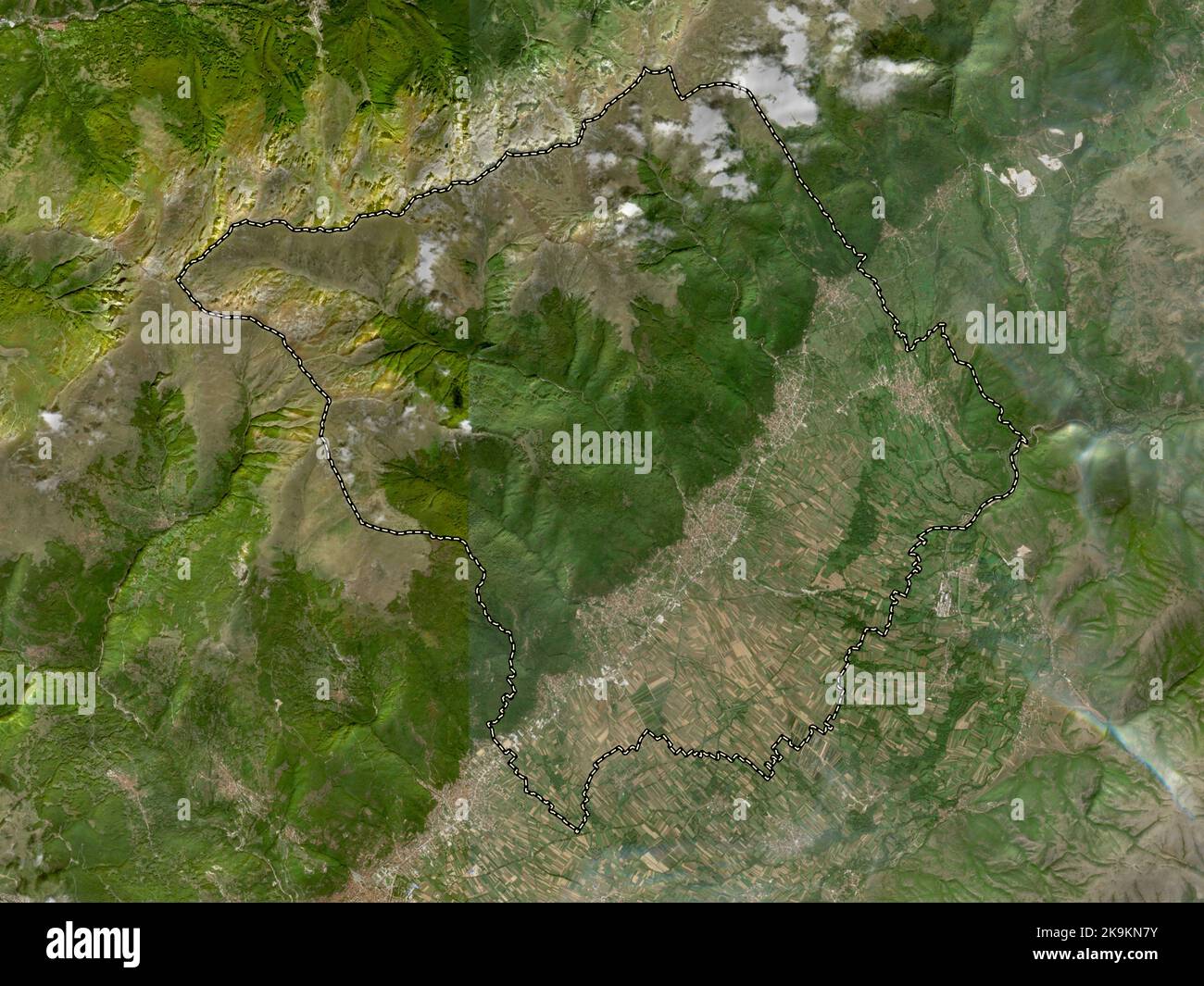 Tearce, municipality of Macedonia. Low resolution satellite map Stock ...