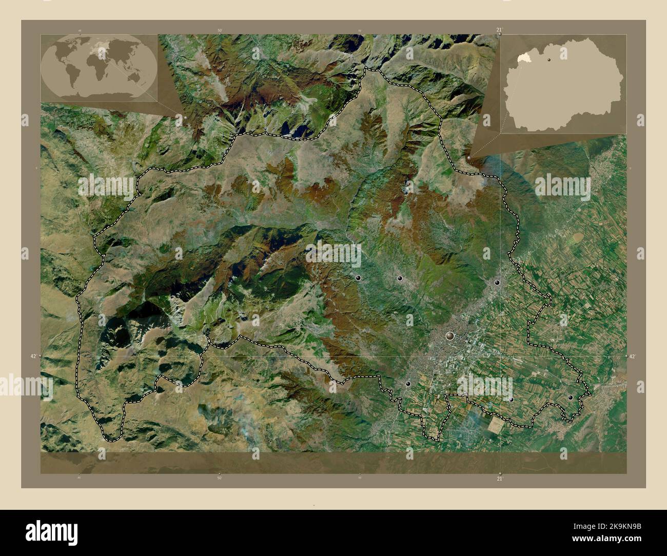 Tetovo, municipality of Macedonia. High resolution satellite map ...