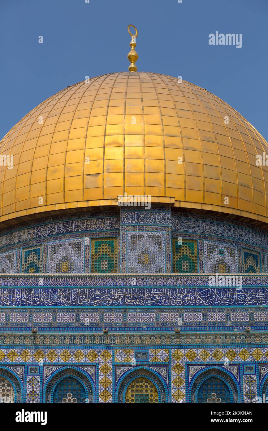 The golden dome of the rock. The mosque is located on the southern part ...
