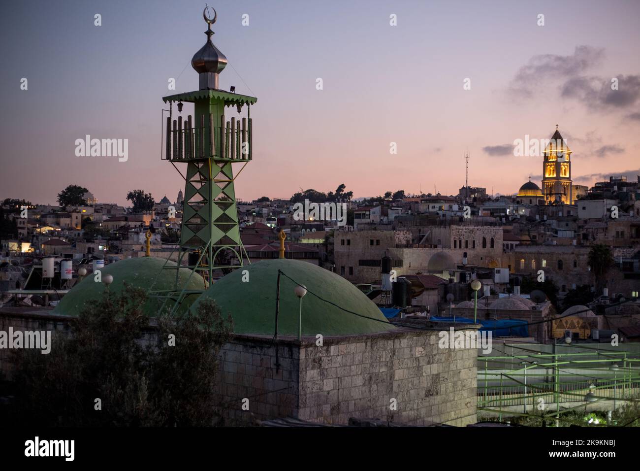 The Al-Zawiya mosque in Jerusalem, in the background the Church of the ...