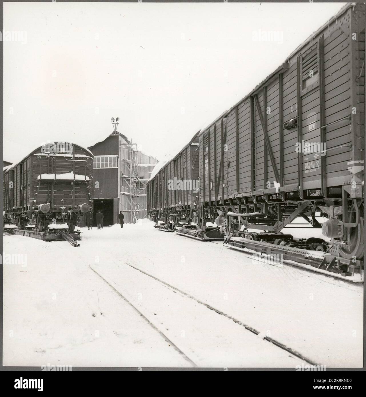 Normal trams on exercise trolleys at Rockwoll's factory in Gimo. The ...