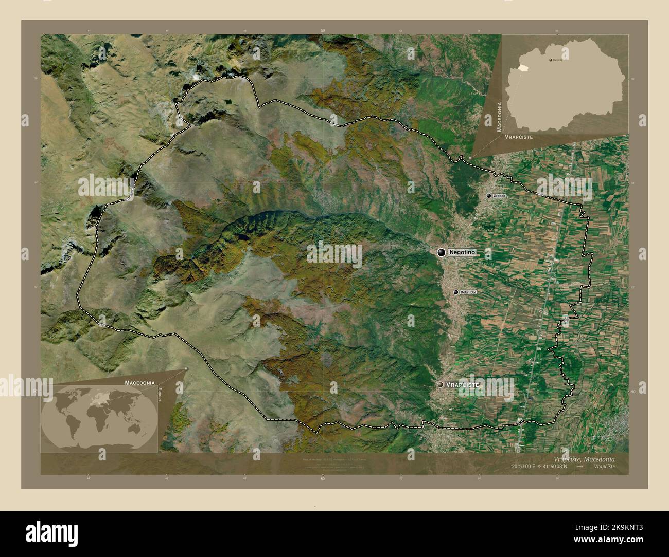 Vrapciste, municipality of Macedonia. High resolution satellite map ...