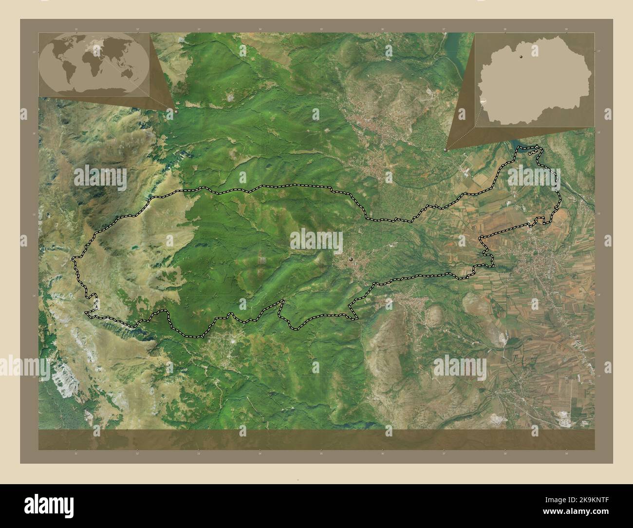 Vevcani, municipality of Macedonia. High resolution satellite map ...