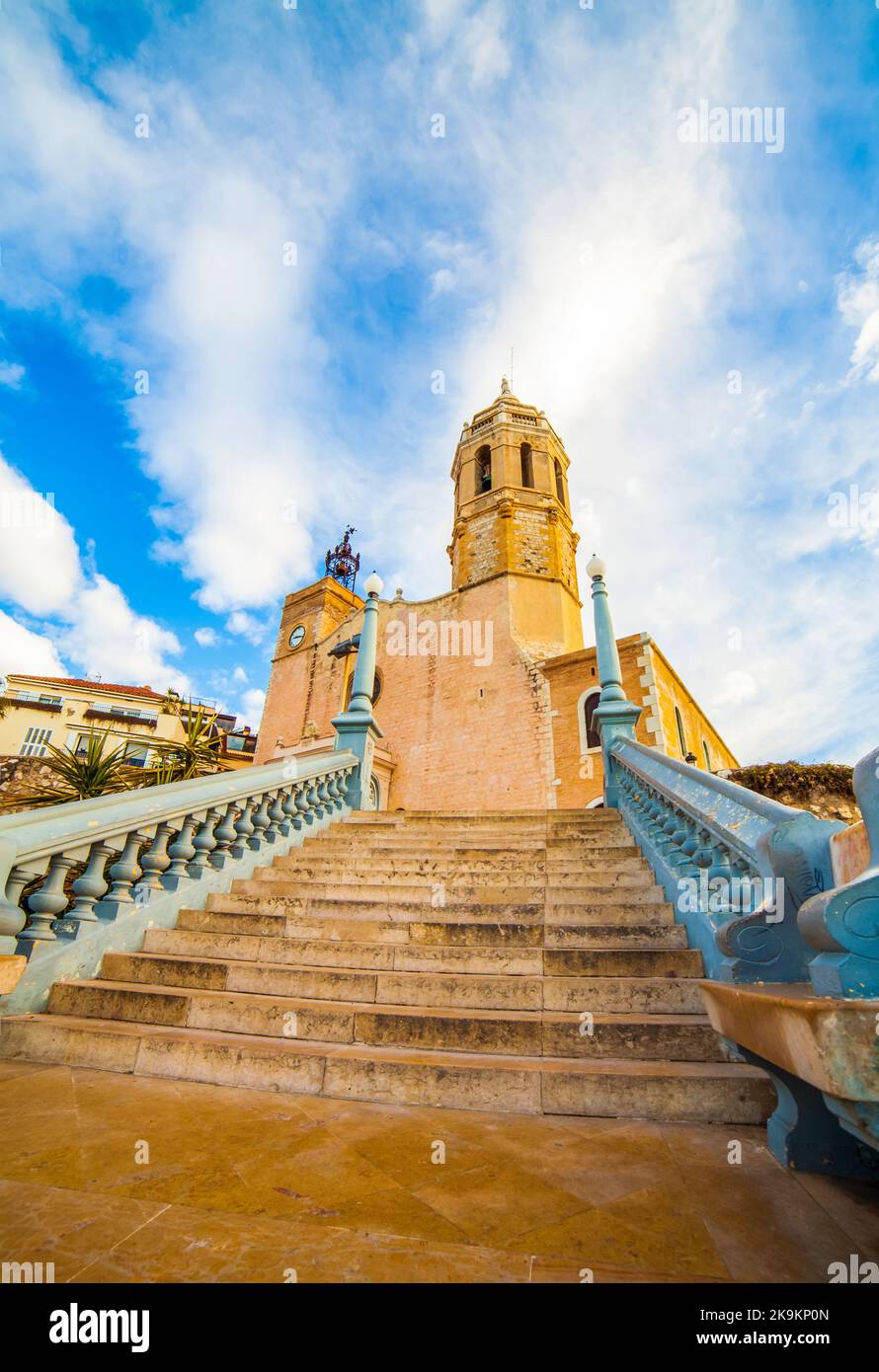 Views of Church of St. Bartholomew and Santa Tecla Sitges, Catalonia ...