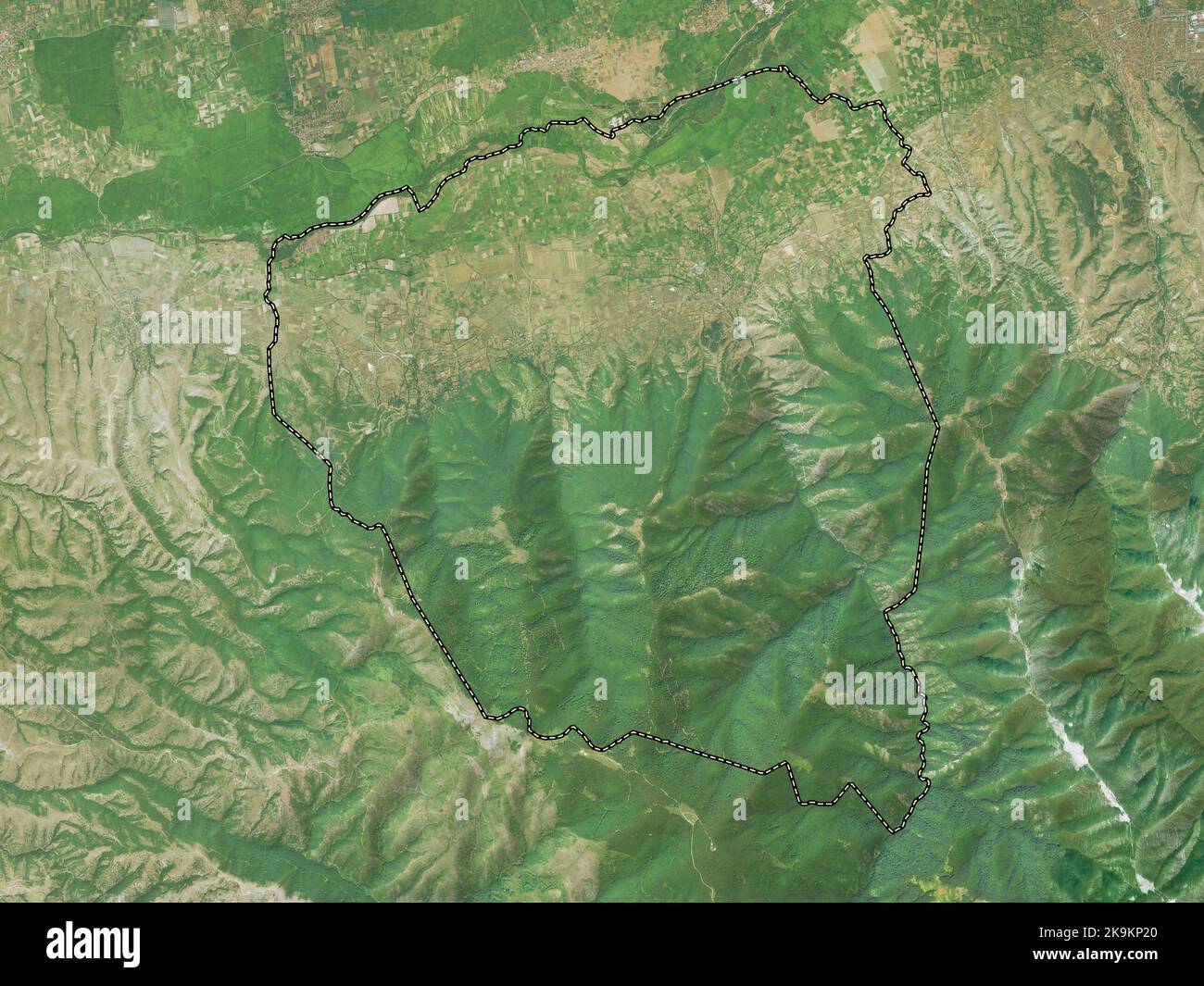 Zrnovci, municipality of Macedonia. High resolution satellite map Stock ...