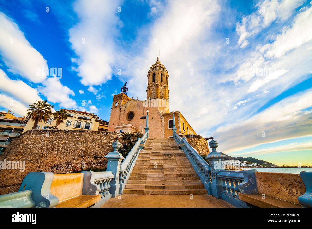Views of Church of St. Bartholomew and Santa Tecla Sitges, Catalonia ...