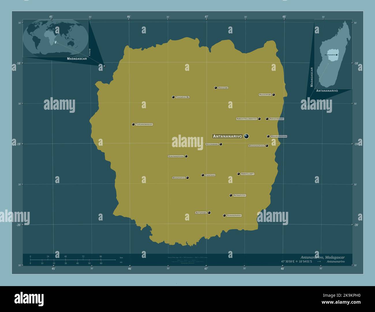 Antananarivo, autonomous province of Madagascar. Solid color shape ...