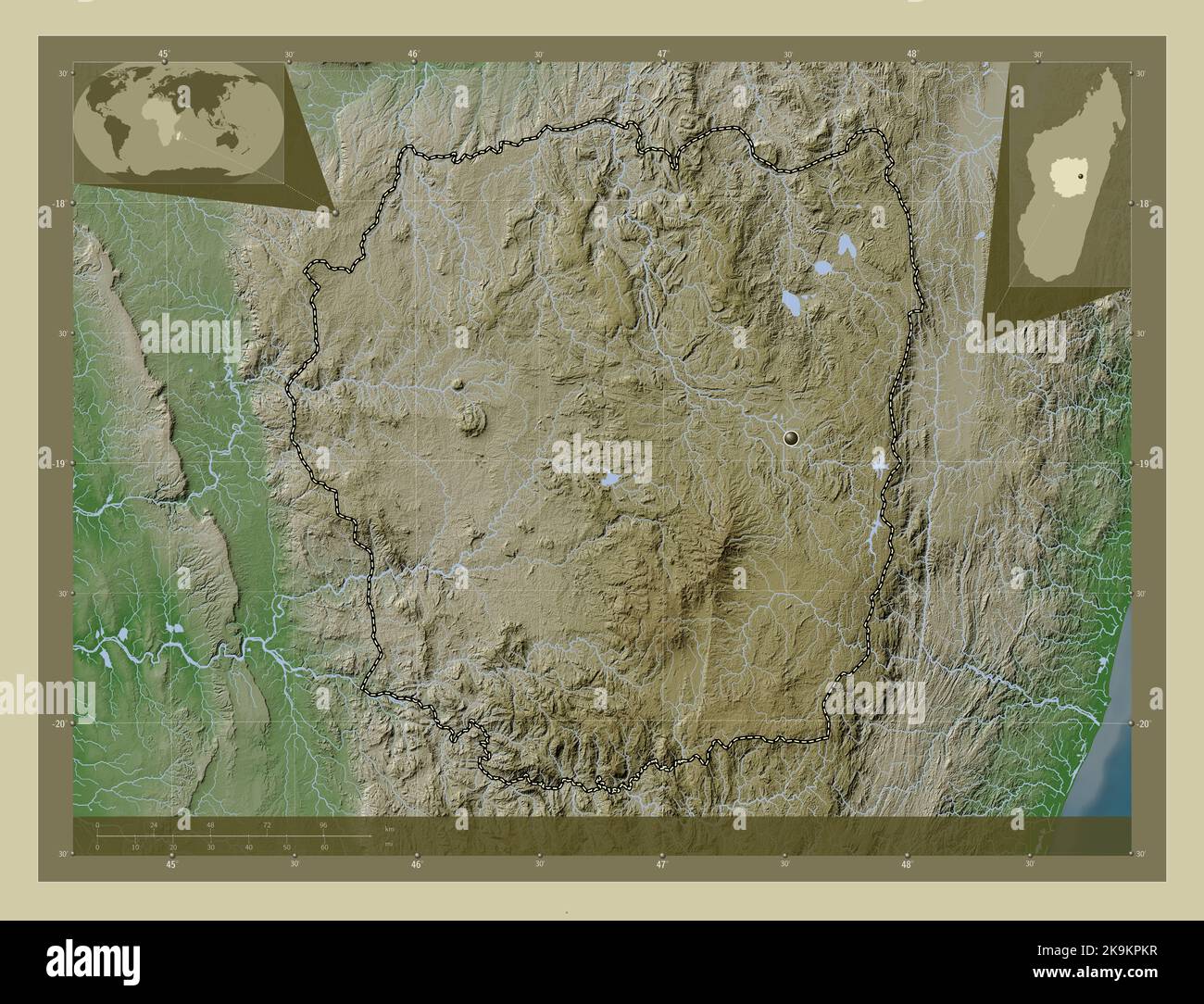 Antananarivo, autonomous province of Madagascar. Elevation map colored ...