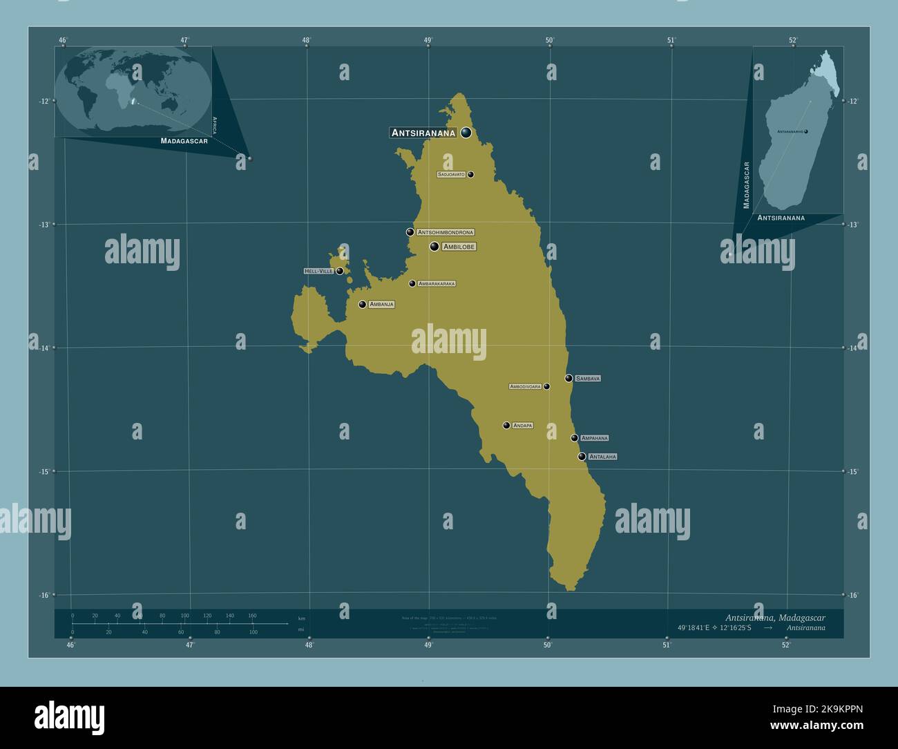 Antsiranana, autonomous province of Madagascar. Solid color shape ...