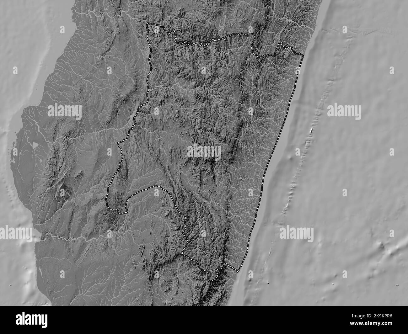 Fianarantsoa, autonomous province of Madagascar. Bilevel elevation map ...