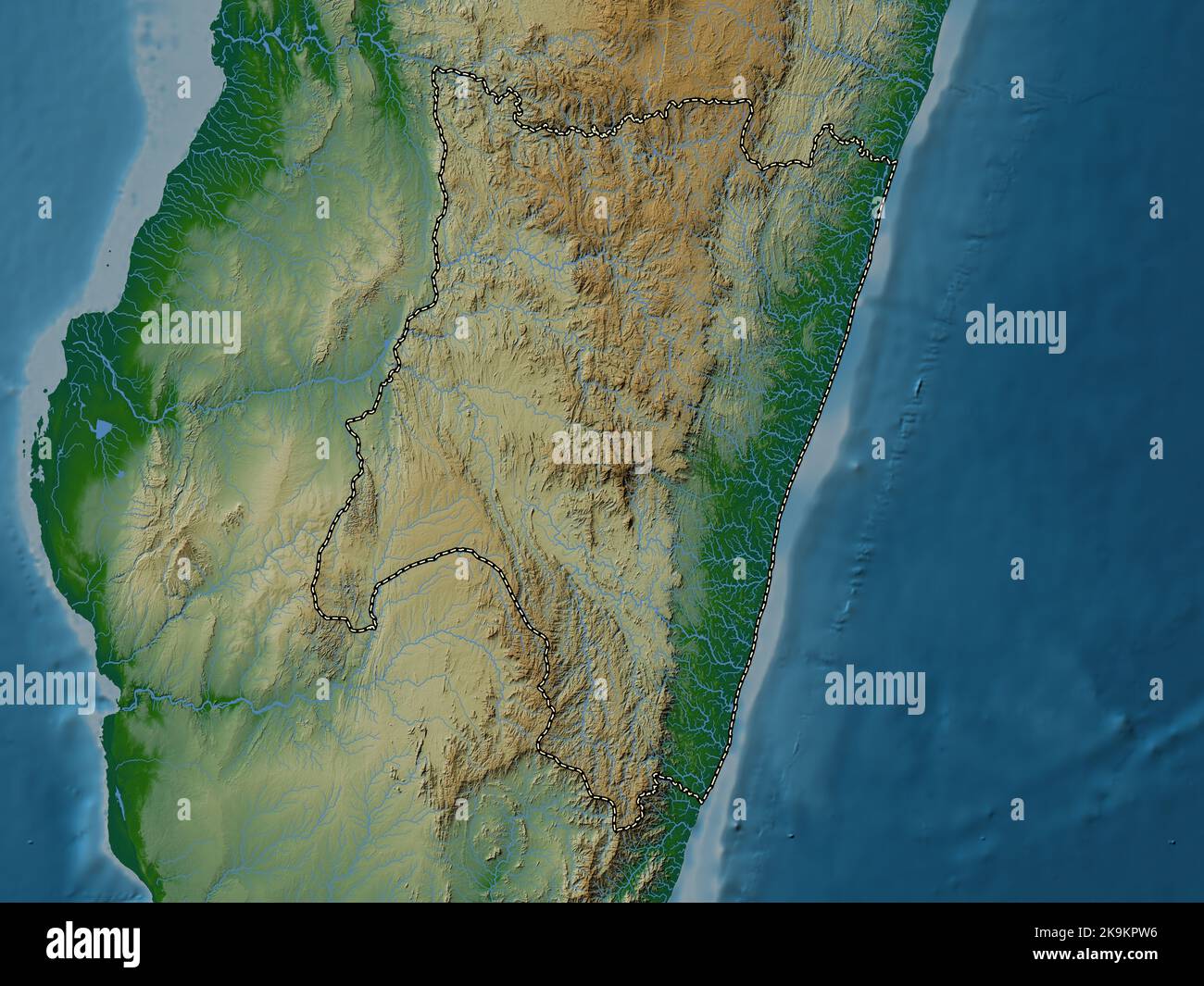 Fianarantsoa, autonomous province of Madagascar. Colored elevation map ...