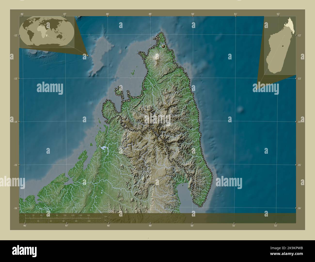 Antsiranana, autonomous province of Madagascar. Elevation map colored ...