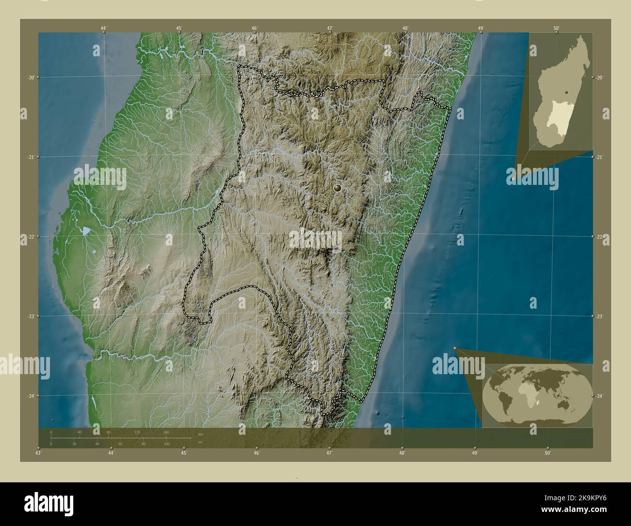 Fianarantsoa, autonomous province of Madagascar. Elevation map colored ...