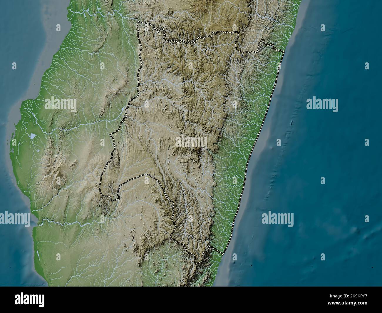 Fianarantsoa, autonomous province of Madagascar. Elevation map colored ...