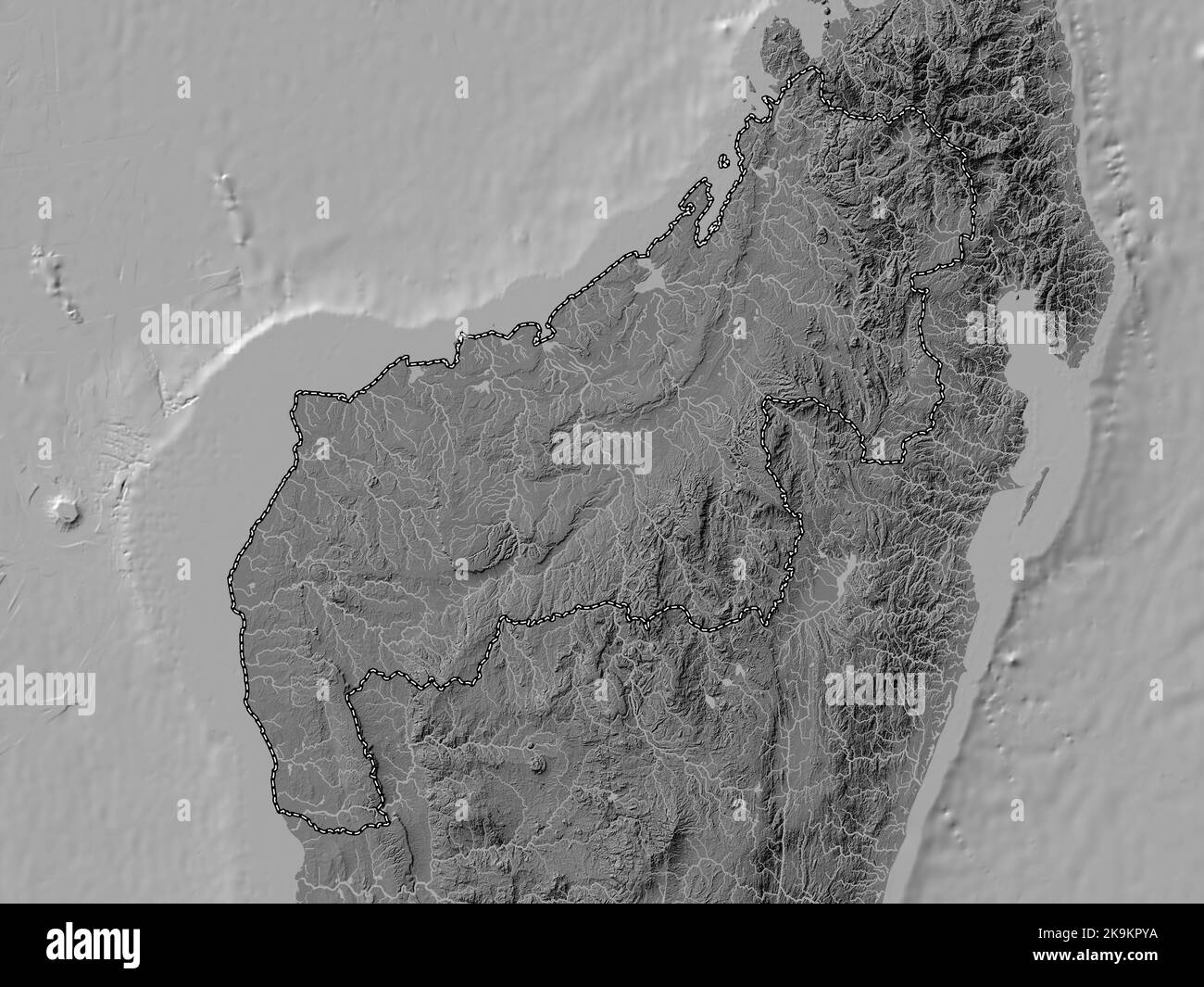 Mahajanga, autonomous province of Madagascar. Bilevel elevation map ...