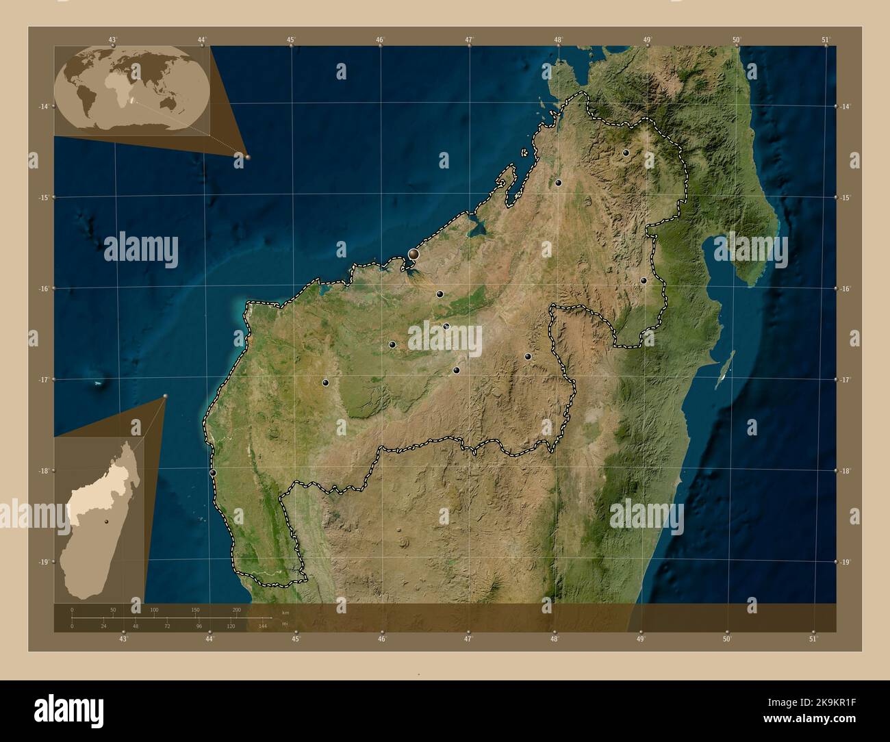 Mahajanga, autonomous province of Madagascar. Low resolution satellite ...