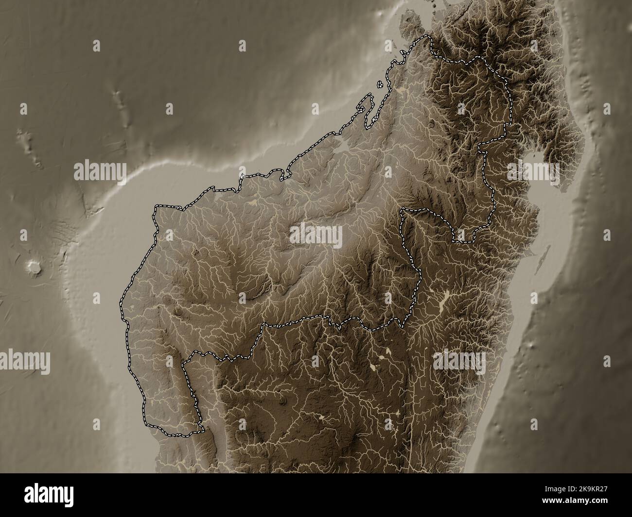 Mahajanga, autonomous province of Madagascar. Elevation map colored in ...