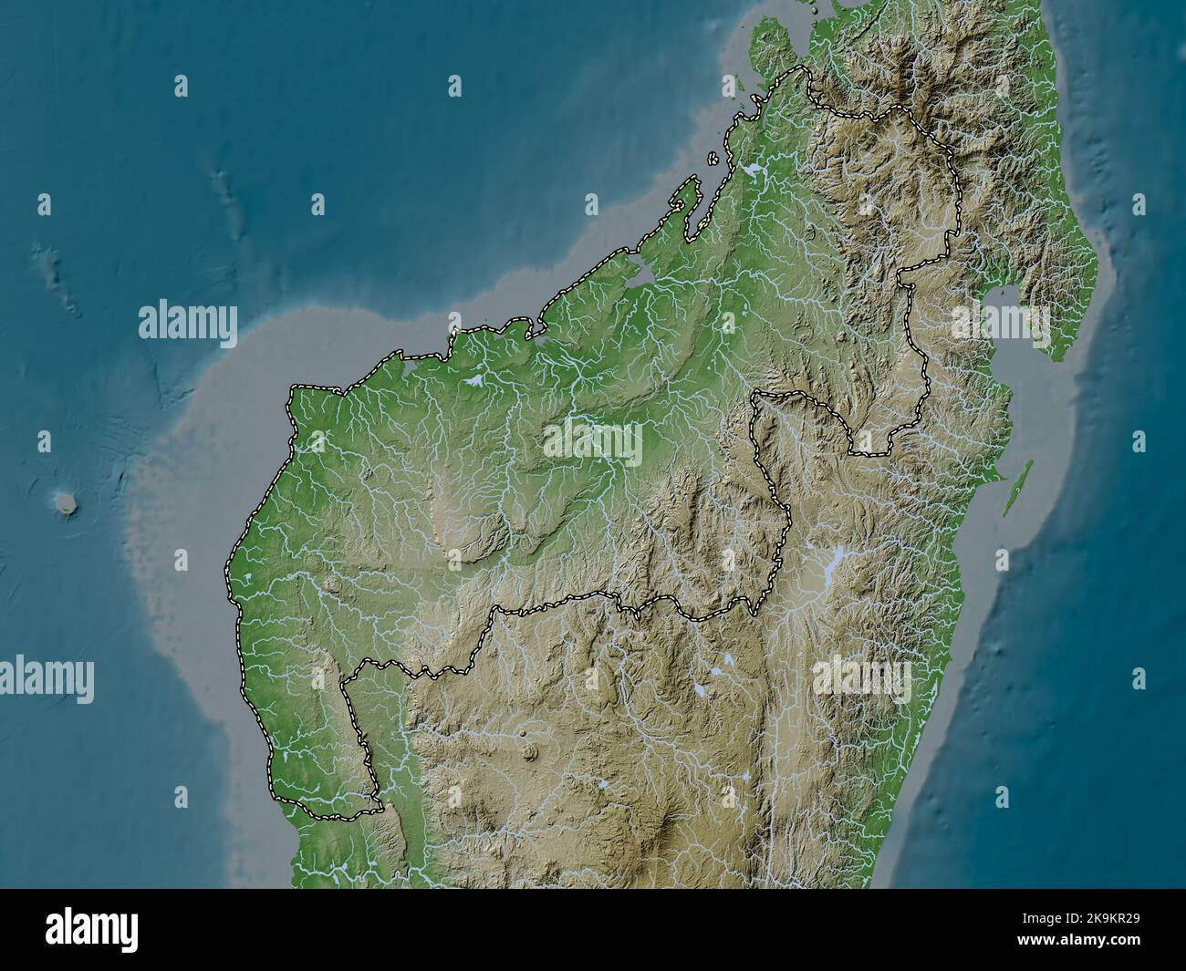 Mahajanga, autonomous province of Madagascar. Elevation map colored in ...