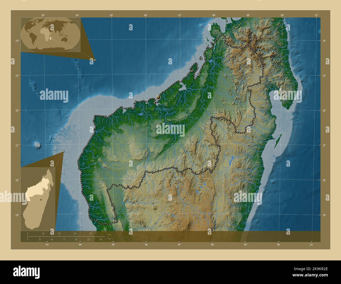 Mahajanga, autonomous province of Madagascar. Colored elevation map ...