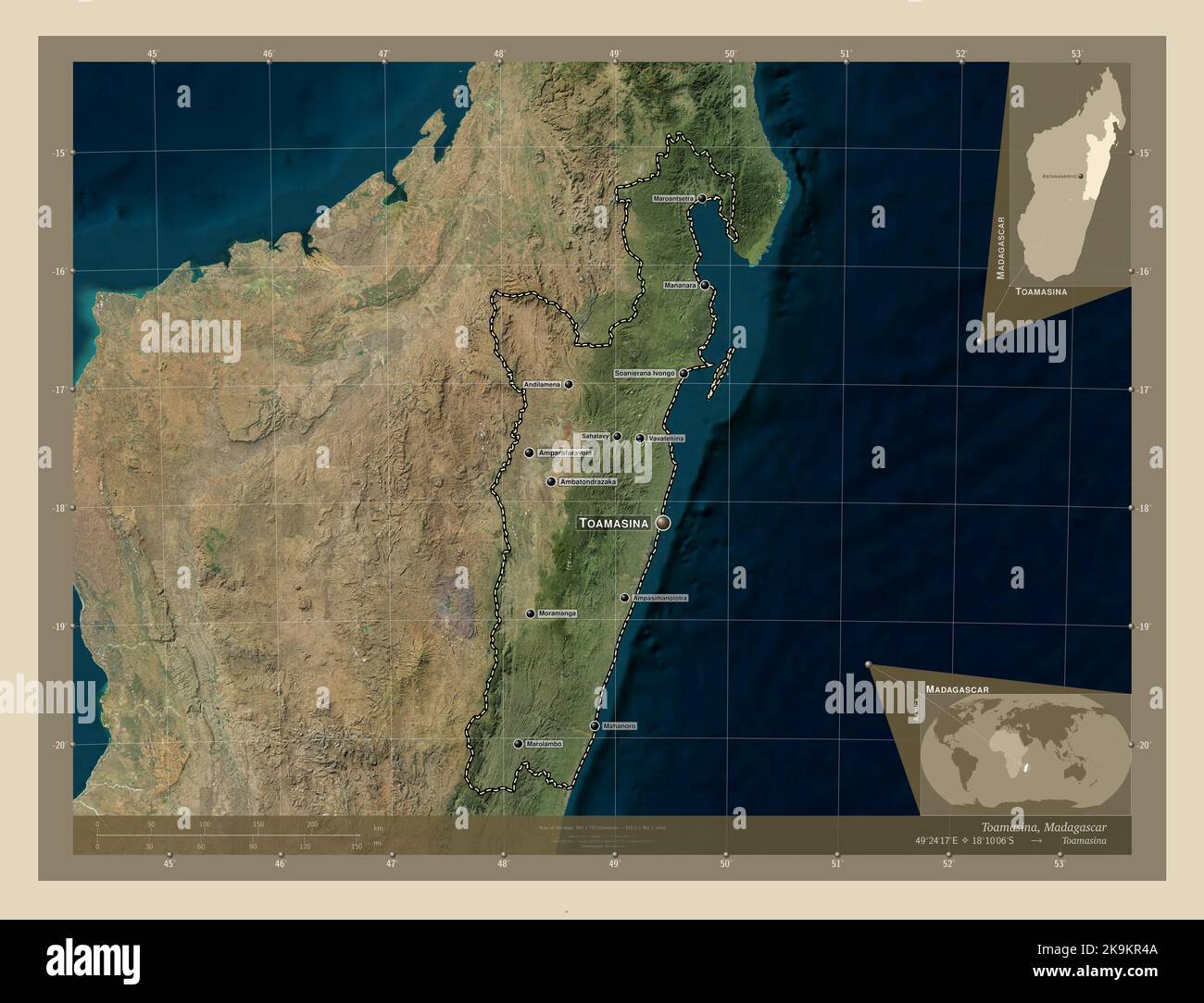 Toamasina, autonomous province of Madagascar. High resolution satellite ...
