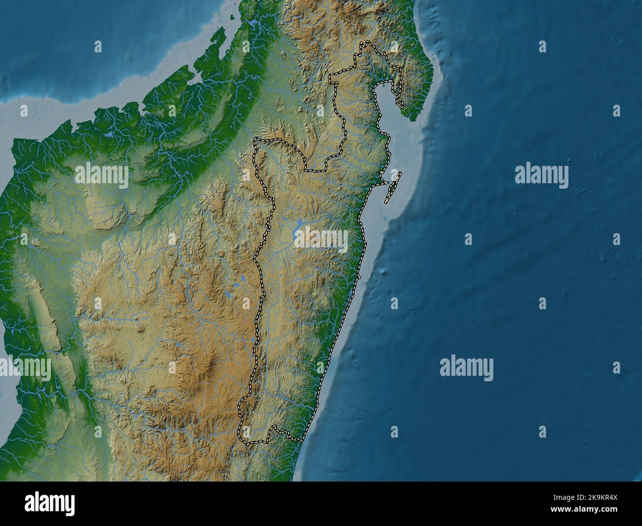Toamasina, autonomous province of Madagascar. Colored elevation map ...