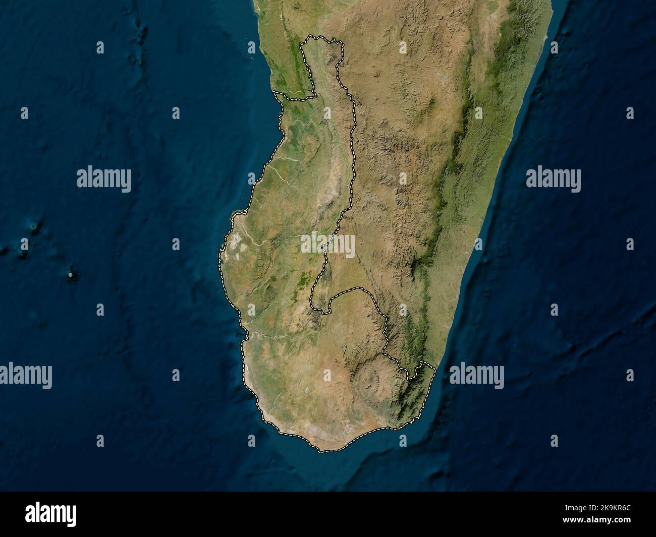 Toliary, autonomous province of Madagascar. Low resolution satellite ...