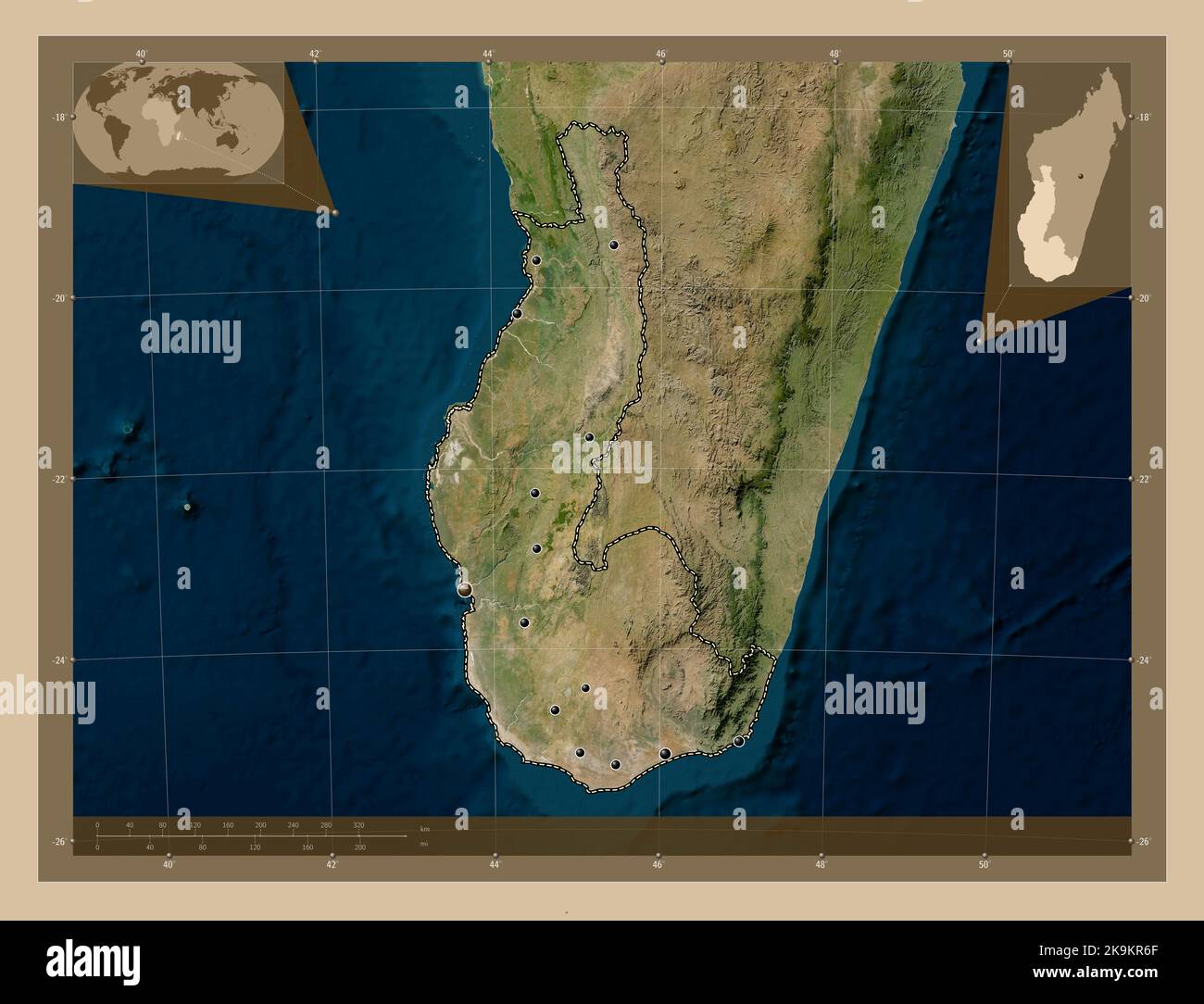Toliary, autonomous province of Madagascar. Low resolution satellite ...