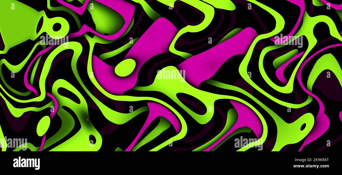 Multicolor curved lines background. Shiny wavy pattern. 3d illustration ...