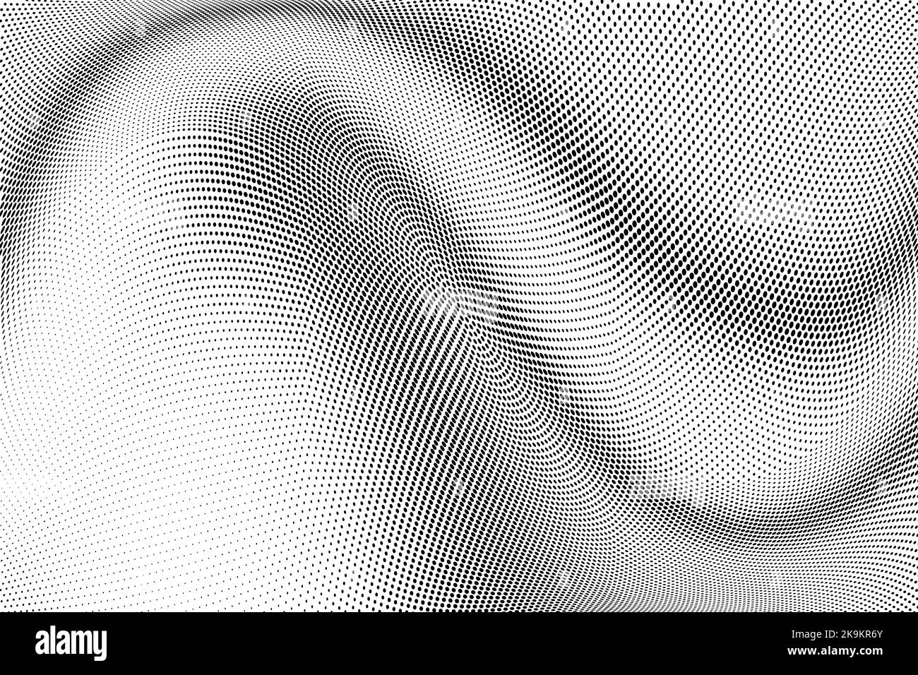 Abstract monochrome grunge wavy halftone pattern. Soft dynamic lines. Half tone vector ...