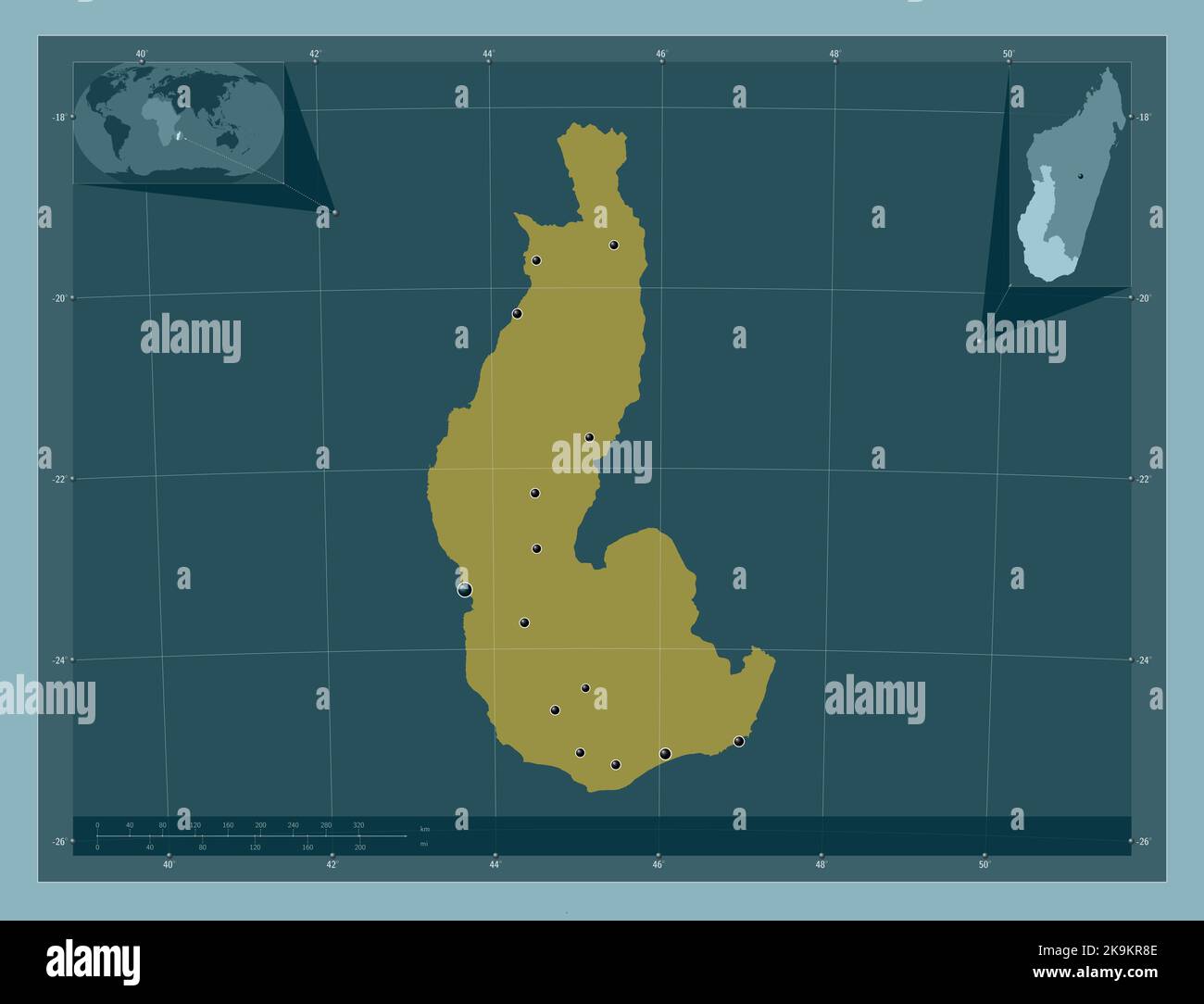 Toliary, autonomous province of Madagascar. Solid color shape ...