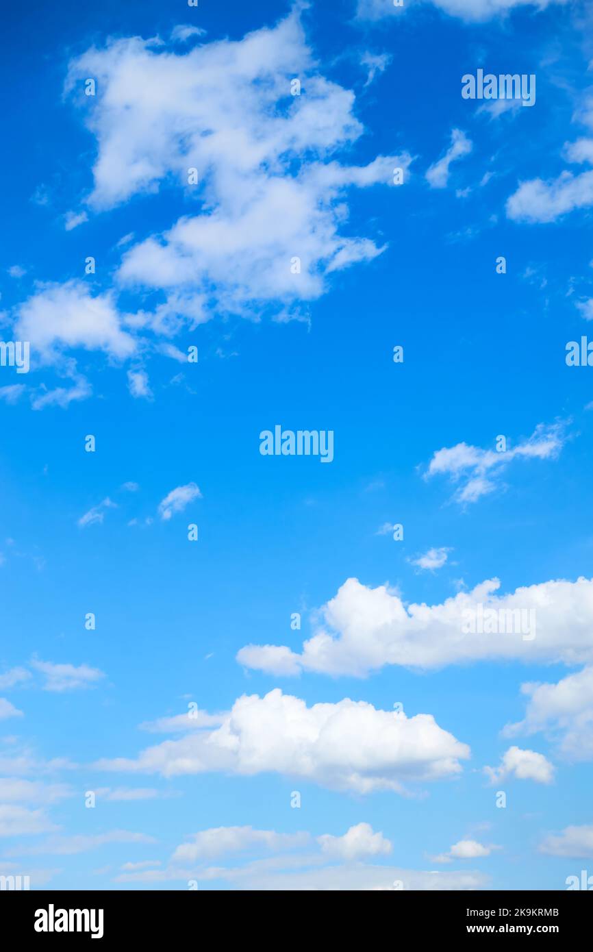 Only sky and clouds - vertical background with space for your own text ...