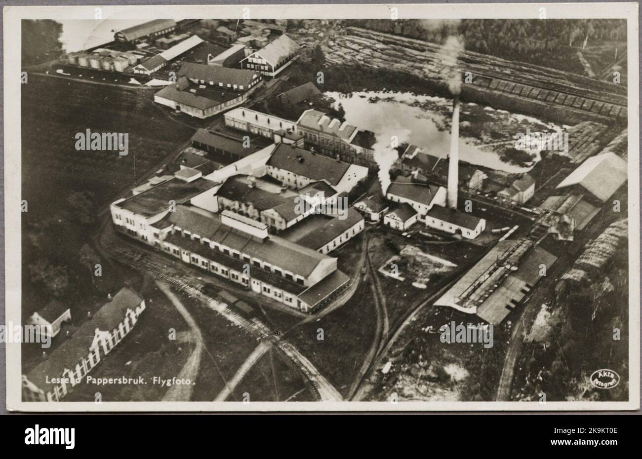 Aerial photo over Lessebo paper mill Stock Photo - Alamy