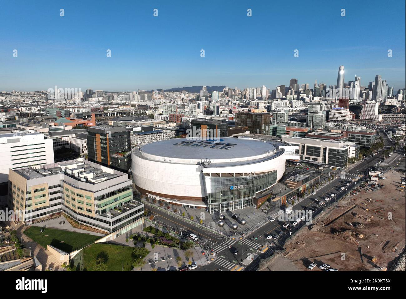 A general overall aerial view of the Chase Center, Wednesday, Oct. 26 ...