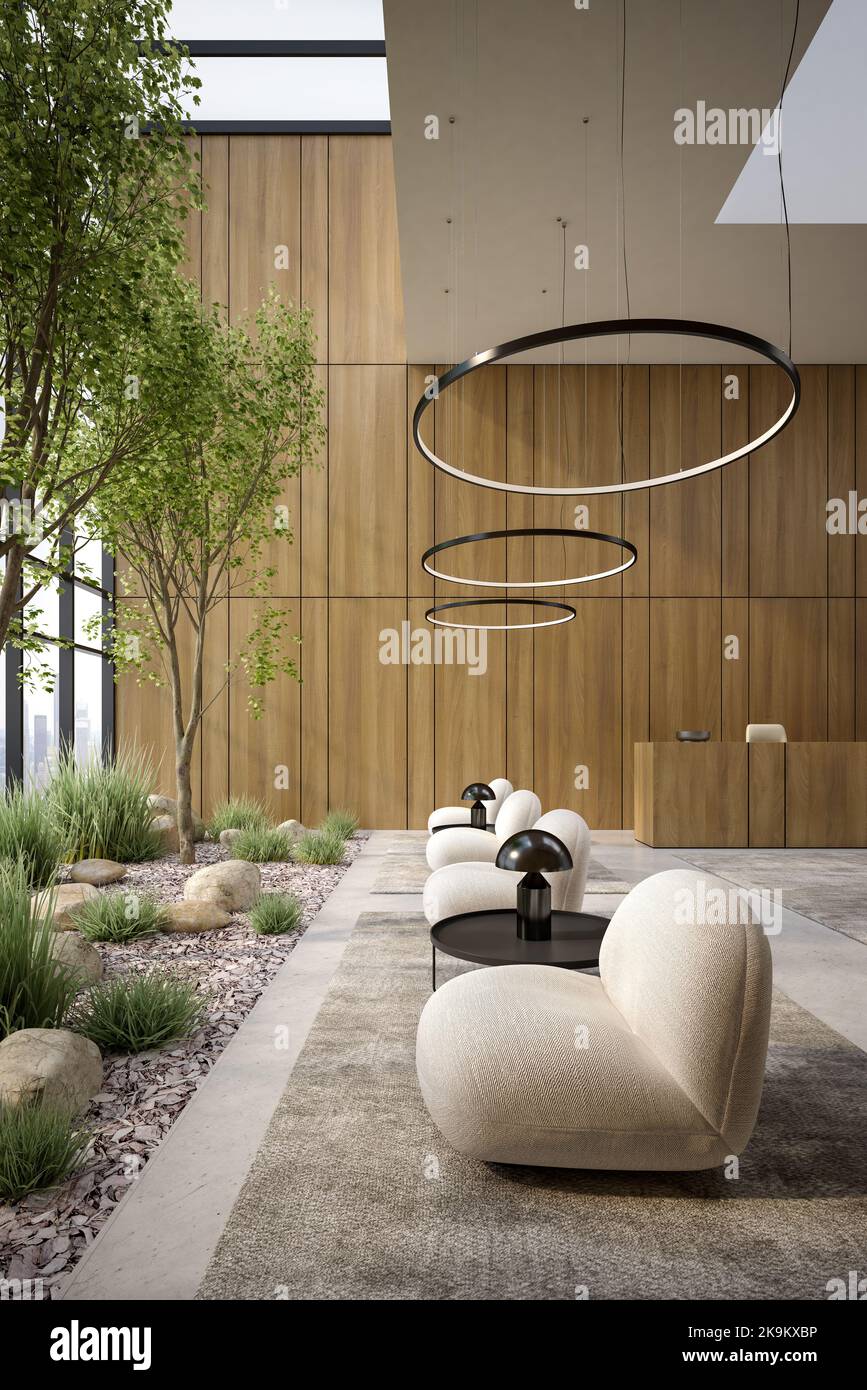 Modern style conceptual reception interior room 3 d illustration Stock ...